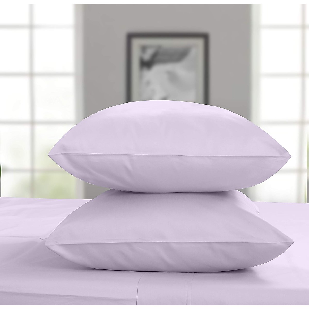Threadmill Cotton Full Size Sheet Set| 100% Cotton Sheets for Full Size Bed | Solid Sateen Full Bed Sheets Set with 16” Elasticized Deep Pocket | Soft Breathable 4-Piece Cooling Sheet Set | Lilac