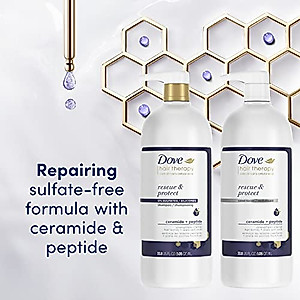 Dove Rescue and Protect Shampoo, 33.8 fl oz - Sulfate Free Shampoo for Damaged Hair, Strengthens Hair, Seals Split Ends, Nourishes for Soft, Smooth, Healthy-looking Hair