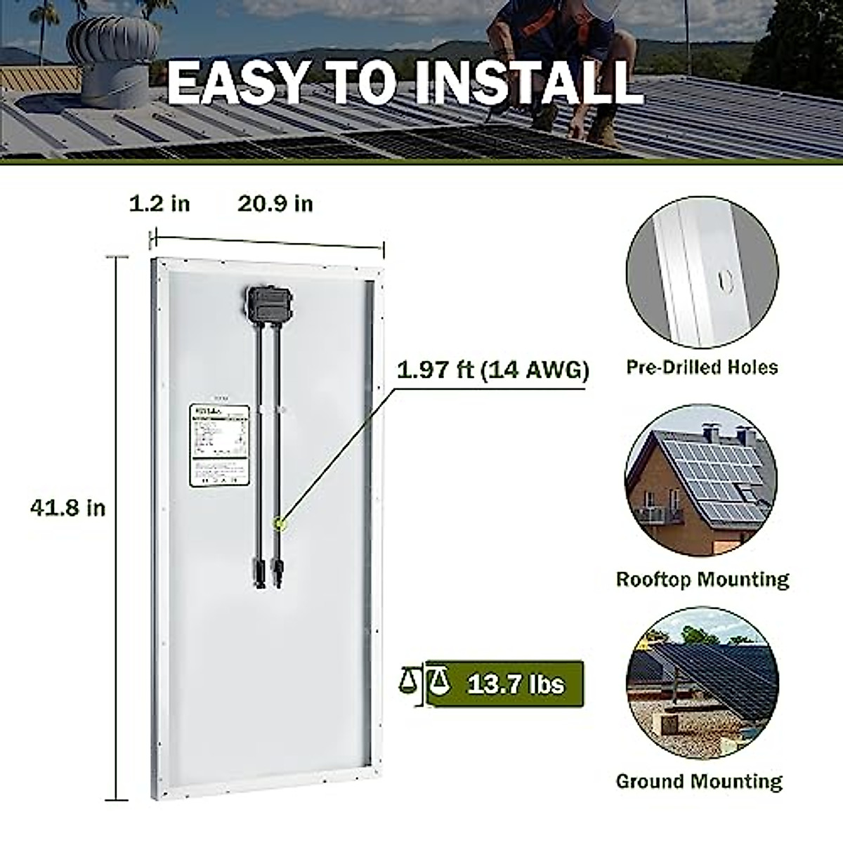 HQST 4PCS 9BB Cell 100W Solar Panel 12V 400 Watt Monocrystalline Solar Panels High-Efficiency Module for RVs Motorhomes Cabins Marine Boat Off-Grid