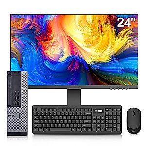 Dell OptiPlex 7010 Desktop Computers with 24 inch Monitor PC Bundle, Intel Core i7-3770 3.4GHz, 16GB Ram New 1TB SSD, AC8260 Built-in WiFi, DVD-RW, Refurbished Windows 10 Pro (Renewed), Black