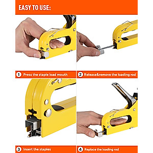 Upholstery Staple Gun Heavy Duty, WELLY Pro 3-in-1 Stapler Gun with 600 Staples, Manual Brad Nailer Power Adjustment Stapler Gun for Wood, Crafts, Carpentry, Decoration DIY (3 in1 Staple Gun)