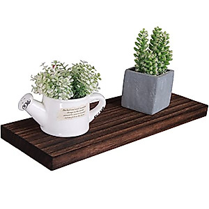 HXSWY Rustic Wood Floating Shelves for Wall Decor Farmhouse Wooden Wall Shelf for Bathroom Kitchen Bedroom Living Room Set of 4 Brown