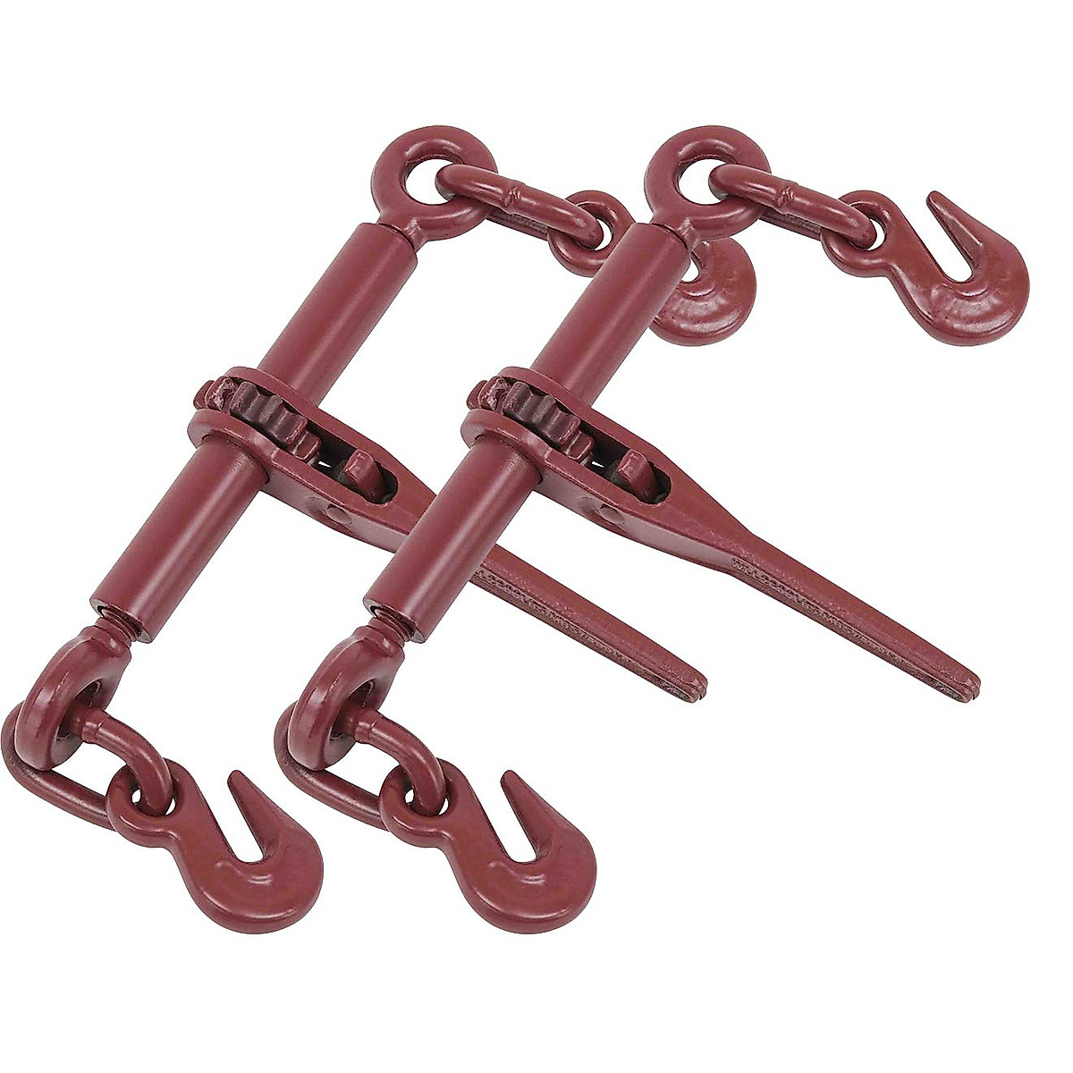 Mytee Products (2 Pack) Ratchet Chain Binder 1/4" - 5/16" Chain Binders Tie Down Hauling Red