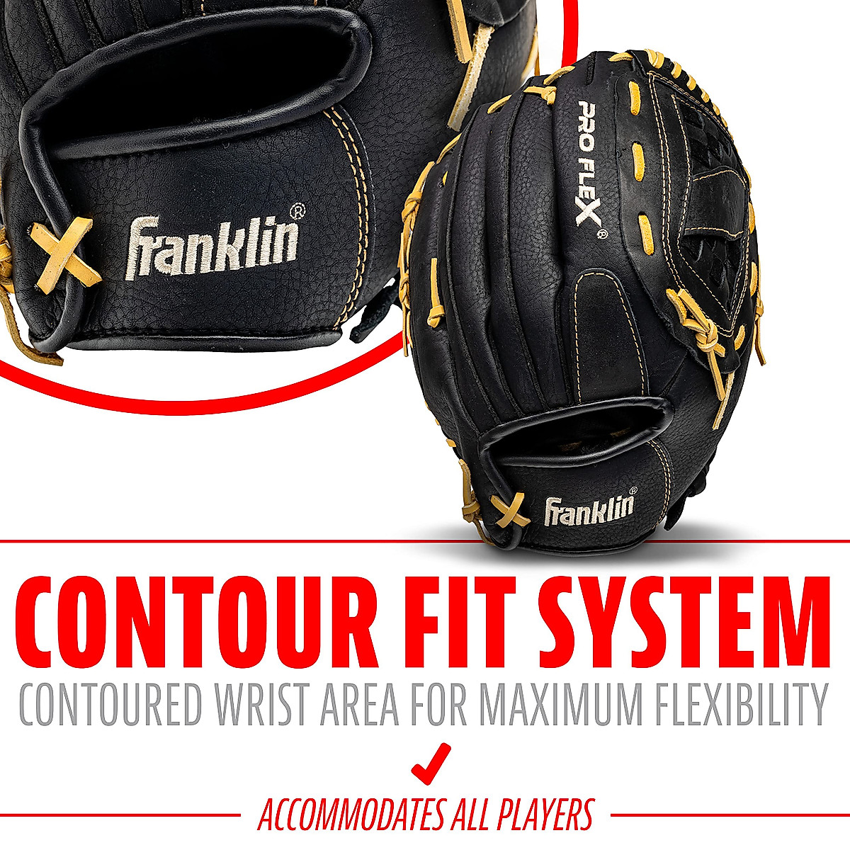 Franklin Sports unisex adult 12.5-Inch Franklin Sports Baseball Glove ProFlex Baseball Softball Glove Baseball Fastpitch Soft, Black/Camel, 12 1 2-Inch US