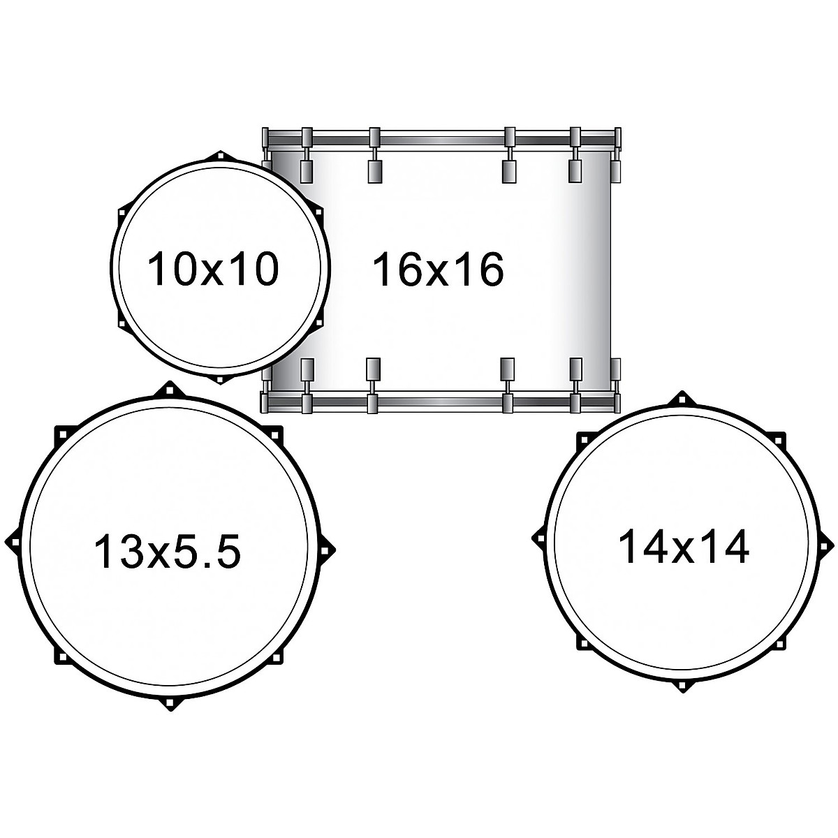 Sawtooth Command Series 4-Piece Shell Pack with 16" Bass Drum, Blue Mirror Metallic, (ST-COM-4PC-16-BMM)