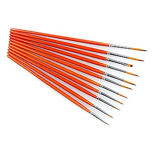 Small Enamel Paint Brushes Set - 11 Pieces Detail Painting Kit for Artists, Model, Miniature, Acrylic and Watercolor Paint