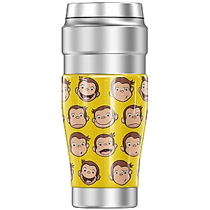 THERMOS Curious George Curious George Faces STAINLESS KING Stainless Steel Travel Tumbler, Vacuum insulated & Double Wall, 16oz