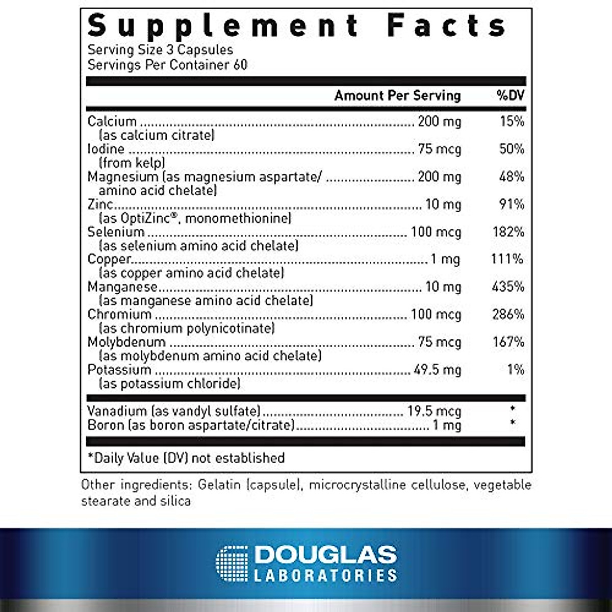 Douglas Laboratories Basic Minerals | Iron Free Mineral/Trace Element Formula to Support Overall Health | 180 Capsules