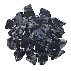 1lb Bulk Raw Black Obsidian Stones - Large 1" Natural Rough Stones for Tumbling, Cabbing, Fountain Rocks, Decoration, Polishing, Wire Wrapping, Wicca & Reiki