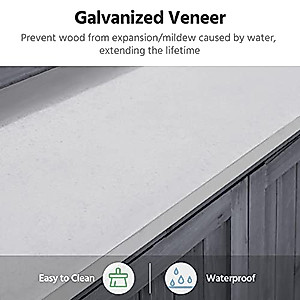 Yaheetech Garden Potting Bench Table - Outdoor Garden Patio Wooden Storage Cabinet & Solid Wood Planting Work Bench with Large Space Storage & Metal-Plated Tabletop, Gray