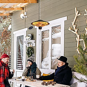 Ceiling Patio Heater, 1500W Outdoor and Indoor Hanging Patio heaters, Waterproof Courtyard Electric Heater, Hanging Mounted Heater 3S Fast Heating, IP24 Rated 2 Power Levels for Large Room, Garage