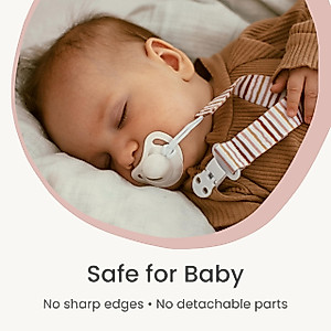 Stadela Baby Pacifier Clip Leash Soothie Holder Unisex for Girl or Boy 4 Pack Gift Set Universal Fit (Luna)