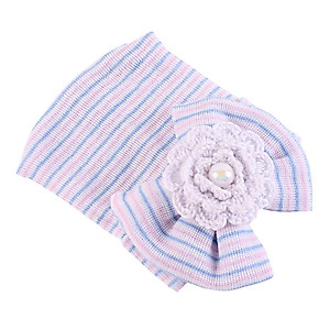 HUIXIANG Preemie Newborn Hospital Hat Soft Cotton Baby Girls Head Wrap with Big Bow Cap Nursery Beanie, A-3 Pack (0-3months), Baby