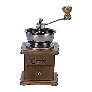 MOUMOUTEN Manual Coffee Grinder, Portable Adjustable Hand Pull Out Coffee Bean Bean Grinder Burr Mill, Retro Style Wooden Desk Decoration