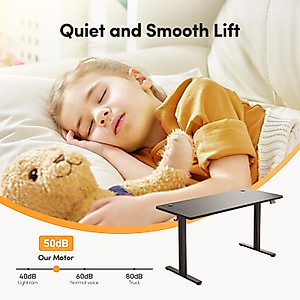 FAMISKY Dual Motors Standing Desk, 55 x 24 Inches Adjustable Height Electric Stand up Desk, Sit Stand Home Office Desk, Ergonomic Workstation Black Steel Frame/Rustic Brown Wood Tabletop