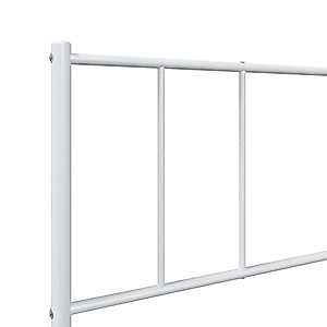 vidaXL Sturdy Steel Single Bed Frame with Headboard & Footboard - White - Metal Slats for Breathability - Convenient Under-Bed Storage Space - 81.5" x 41.3" x 35.4"