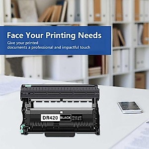 DR420 DR-420 Compatible Drum Unit Black (Not Toner) Replacement for Brother DR420 DR 420 High Yield to use with DCP-7060D DCP-7065DN HL-2220 MFC-7365DN MFC-7460DN IntelliFax 2840 (1 Drum Unit)