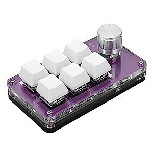 One Handed Mechanical Gaming Keyboard, Easy Operation Type‑C to USB Interface Mini Gaming Keyboard 6-Key Portable with Knob for Laboratory for Office
