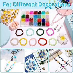 shynek 1400 Piecess 8mm Round Glass Beads for Jewelry Making, 28 Colors Crystal Beads for Bracelets Jewelry Making and DIY Crafts