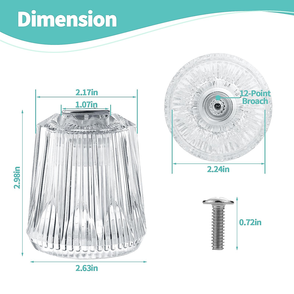 Shower Knob Replacement, 3 Pcs Clear Acrylic Hot,Cold Faucet Handle, Compatible with Pfister Contessa, Windsor, Moen 100710, Phoenix,Shower Knobs, Shower Handle Replacement