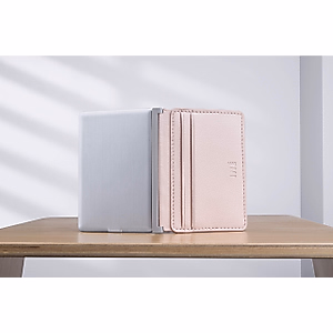 Xoopar Iné Power Wallet 3,000 mAh Ultra Thin 4-RFID Credit Card Slots Recycled Leather & Brushed Aluminum (Sweet Pink)