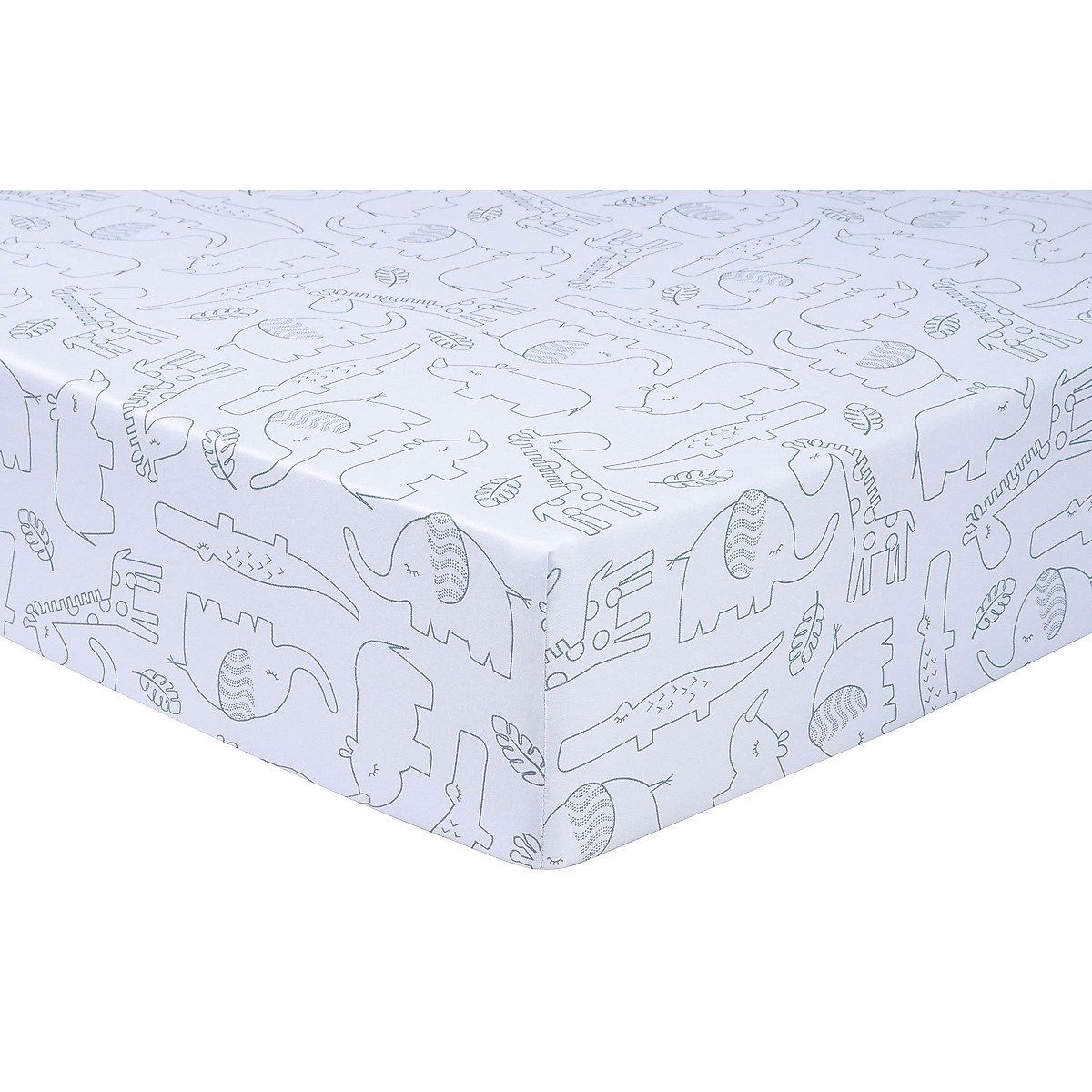 Trend Lab Modern Baby Crib Bedding Set for Boys | Simple Safari 4 Piece Nursery Décor Quilt, 2 Fitted Crib Sheets, and Dust Ruffle Skirt - Blue, 80015