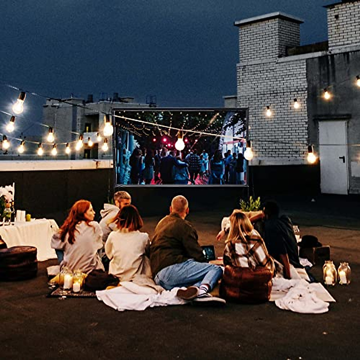 150" PVC Diagonal Portable Detachable Projector Screen with Stand - Detachable 160 Degree Wide Viewing 1.1 Gain & 16:9 Aspect Ratiosupports 2D 3D 4K HD Projection Outdoor Open-air Movie (150")