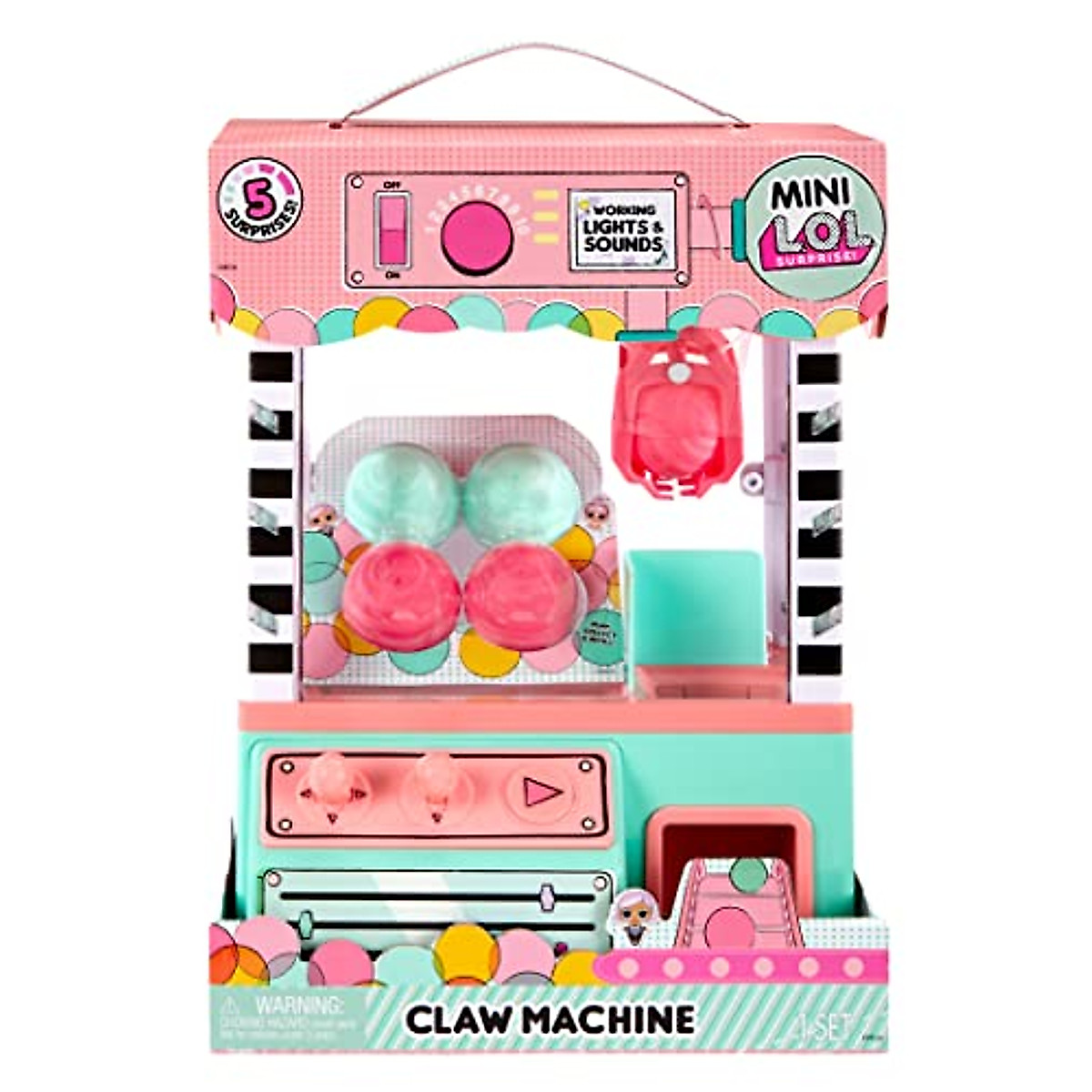 L.O.L. Surprise! Minis Claw Machine Playset with 5 Surprises with Lights & Exclusive LOL Mini Family, Holiday Toy Great Gift for Kids Girls Boys Ages 4 5 6+ Years Old & Collectors