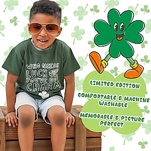 Unique Baby Boys Green St Patrick's Day Who Needs Luck Shirt (5t)