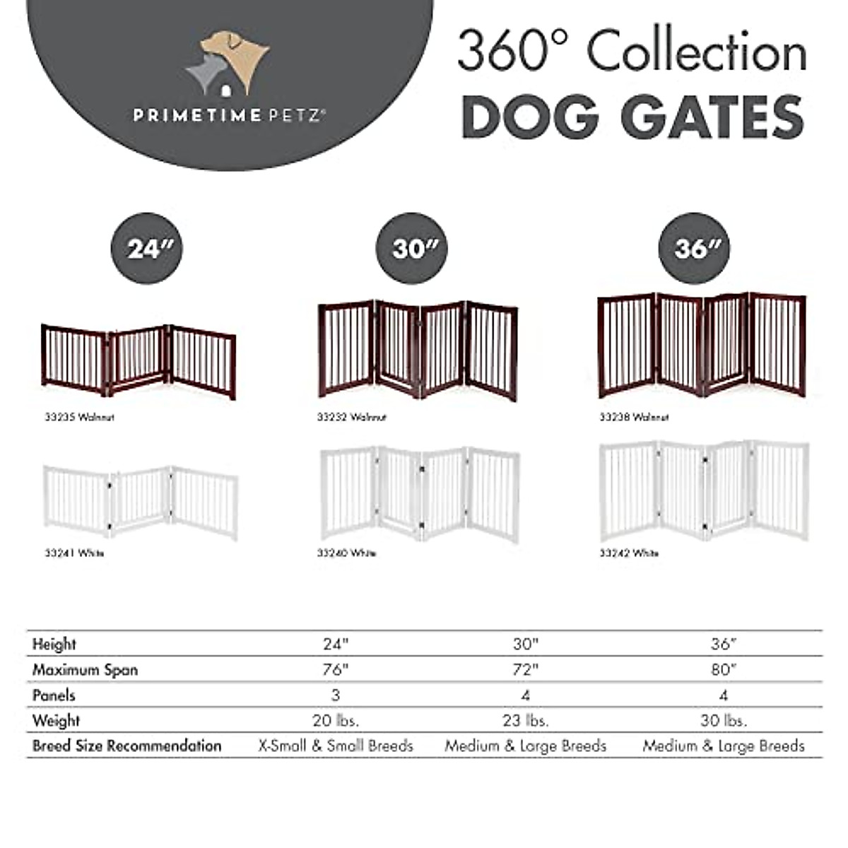 Primetime Petz 360 Configurable Dog Gate with Door – Indoor Freestanding Walk Through Wood Pet Gate,Walnut