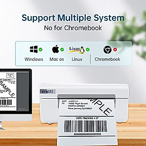 vretti Thermal Label Printer, Thermal Shipping Label Printer, 4x6 Label Printer for Shipping Packages & Small Business, 152mm/s Barcode Label Printer Compatible with USPS UPS Amazon Ebay