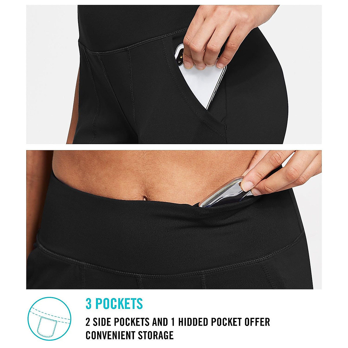 BALEAF Women's 10" Bermuda Long Shorts Running Athletic Shorts High Waisted Casual Summer Knee Length Black Size XL