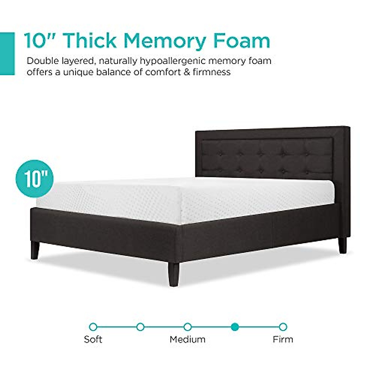 Best Choice Products 10in Twin Size Dual Layered Medium-Firm Memory Foam Mattress w/Open-Cell Cooling, CertiPUR-US Certified Foam, Removable Cover
