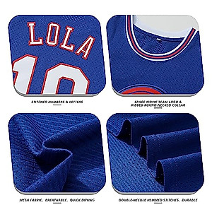 Mens Basketball Jersey Lola#10 Bugs#1 : Space Movie Jerseys 90s for Halloween Hip Hop Sports Party Clothing (as1, Alpha, s, m, Regular, Regular, #10 Blue)