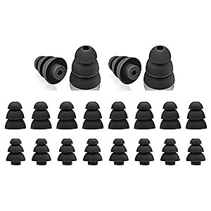 Zotech 20 Pcs Triple Flange Ear Tips Silicone Replacement Ear Buds Tips (Black)
