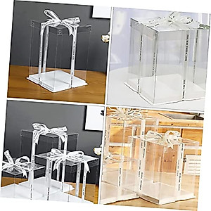 GARVALON 2pcs 3 1 cake box square Cake Carriers clear container with lid Transparent Cake cupcake holder with lid Disposable Cake Containers Carriers baby white gift box the pet Storage Box