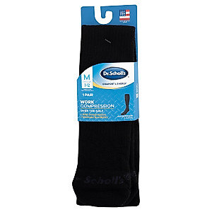 Dr. Scholl's Men's Athletic & Work Compression Over the Calf Casual Sock, Black, 7 12 US