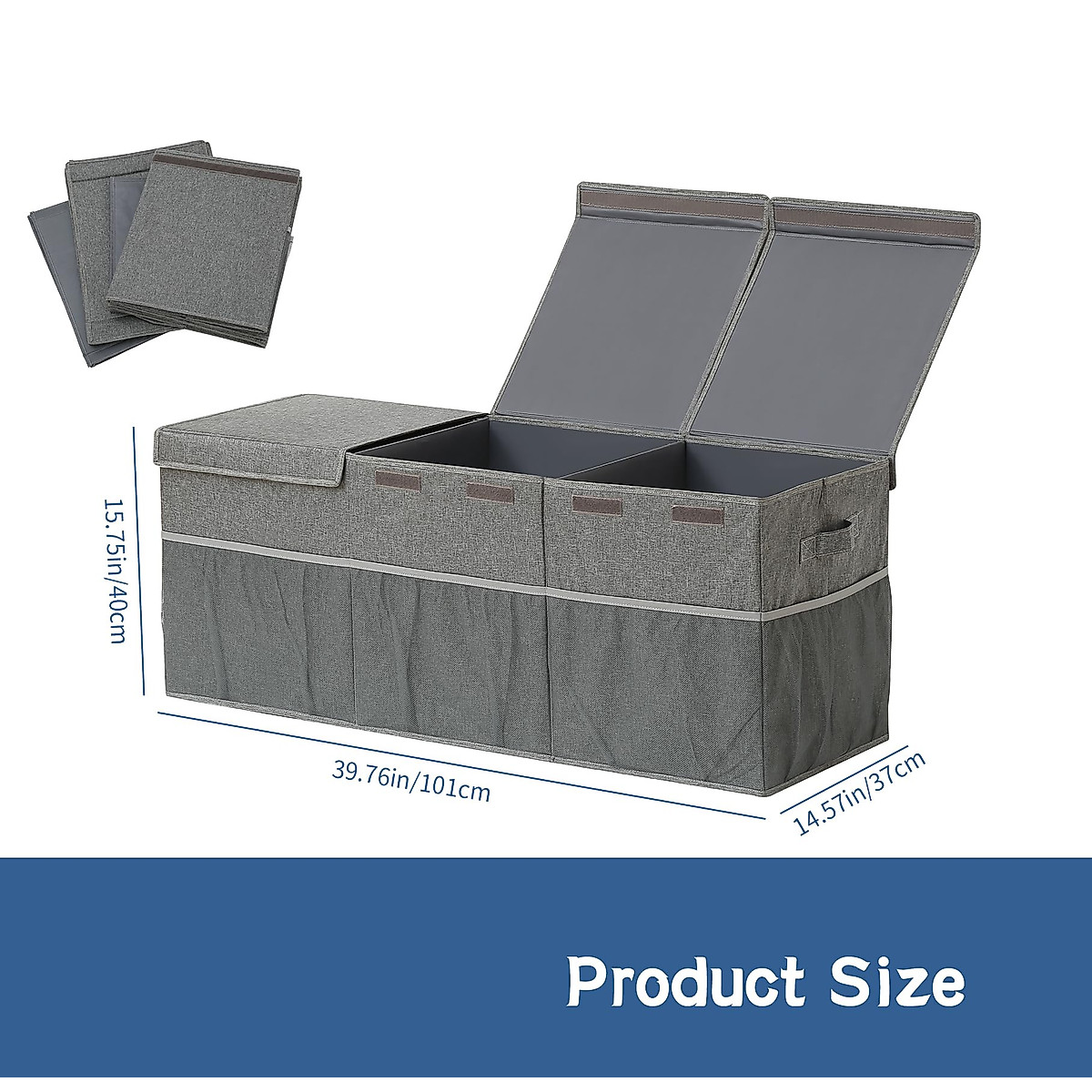 Remittur Extra Large Toy Box Chest with Mesh Pockets, Kids Toy Storage Organizer Bakest Box, Foldable Toy Organizers and Storage Bin with Lids, Toy Bin for Kids, Boys,Girls,Nursery,Playroom,Office