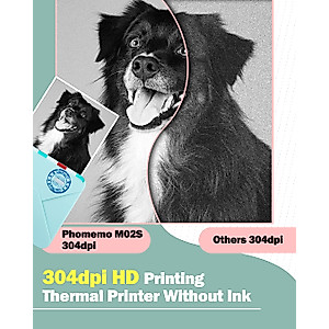 Phomemo 300dpi Mini Note Printer- Bluetooth Portable Thermal Pocket Printer for Home/Office/School, for Planer, Teacher, DIY, Students, with Total 6 Rolls Paper, Cyan