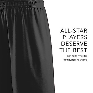 Augusta Sportswear Youth Training Shorts: 9-Inch Inseam for Teens, Athletic Workout Gym Clothes, Black, Large