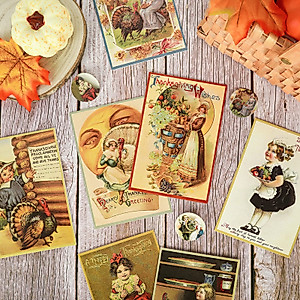 AnyDesign 48 Pack Vintage Fall Greeting Cards with Envelope Stickers 12 Designs Thanksgiving Cards Retro Autumn Harvest Thank You Note Cards for Wedding Baby Shower Supplies, 4 x 6 In