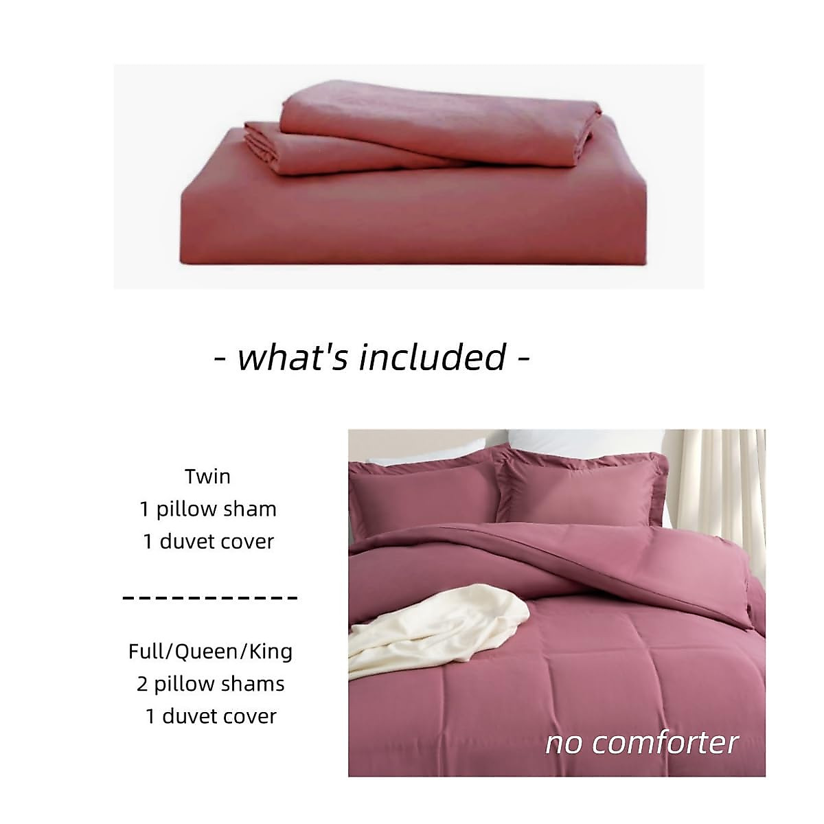 L&son Duvet Cover Set 3 Pieces All Season Warm Breathable and Soft Material Brushed Microfiber 3 Pieces - Queen Size Rose Pink