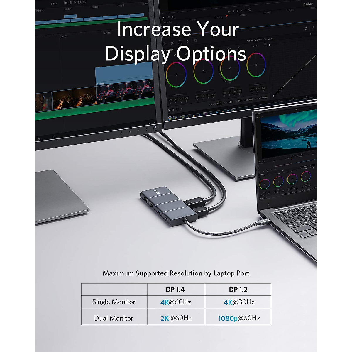 Anker USB C Hub, PowerExpand 11-in-1 Docking Station, with 4K@60Hz HDMI and DP, 100W Power Delivery, USB-C and 3 USB-A Data Ports, 1 Gbps Ethernet, 3.5mm Audio, microSD and SD Card Reader
