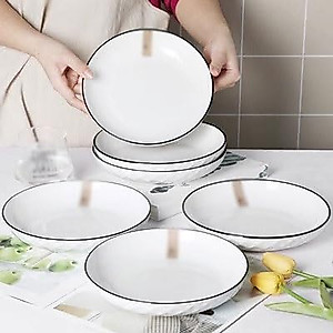 ESTELAR Dinner Plates Set Pack Of 6 Household Plates, Ceramic Plates, Deep Soup Bowls, Creative Personality, Simple Nordic Tableware Kitchen Salad Bowl