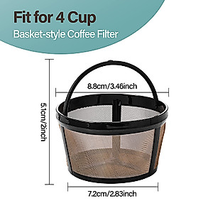 Prasacco Reusable Coffee Filter, 4 Cup Basket Coffee Filters Replacement Coffee Filter Permanent Filter Coffee Replacment Coffee Filter for Mr. Coffee Coffee Makers and Brewers (1 PC)