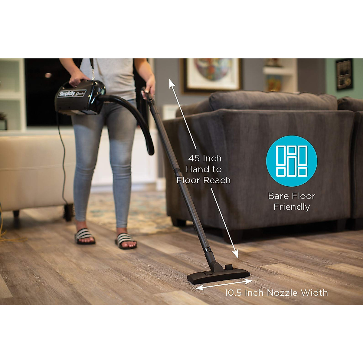 Simplicity Vacuums Handheld Canister Vacuum with Carry Strap for Hard Floors and Rugs, Car Detailing Vacuum Cleaner, S100