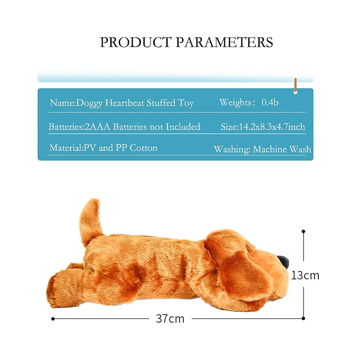 Doggy Heartbeat Stuffed Toy, Pet Anxiety Relief Sleep Aid Calming Toys,White