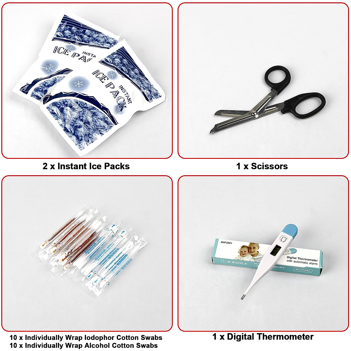 299PCS First Aid Kit Portable Red Camping Essentials Multiple Purpose Survival Kits Plus Case Emergency Set Outdoor Backpacking Gear Suitable for Hiking School Car Home YIDERBO