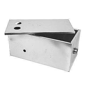 Grease Trap for Kitchen Sink, 3 Stage Filtration Grease Trap 50x25cm Dual Holes Stainless Steel Grease Interceptor Grease Trap Interceptor Set for Restaurant, Factory, Home Kitchen