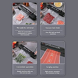Vacuum Sealer, Food Vacuum Sealer Machine For Food Storage, Automatic Food Vacuum Sealer For Food Preservation Sealing Packing System, With 10Pcs Vacuum Sealer Bags (Black)